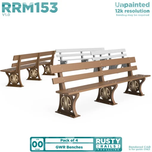 Rusty Rails Modelling RRM153 GWR Benches Pack of 4 (OO Gauge ...